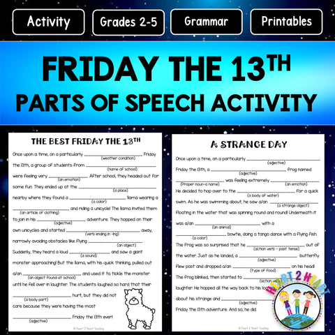 Friday the 13th Parts of Speech & Grammar Review Activities – Heart 2 ...