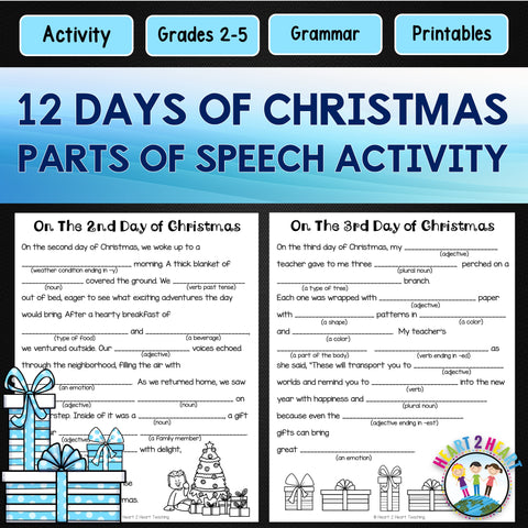12 Days of Christmas Parts of Speech & Grammar Review Activities ...