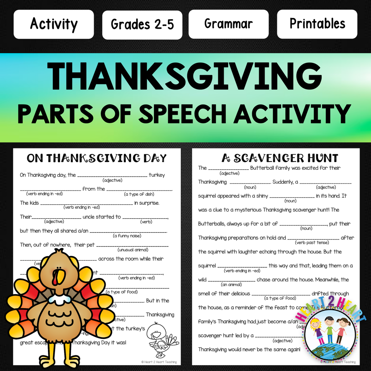 Thanksgiving Parts of Speech & Grammar Review Activities – Heart 2 ...
