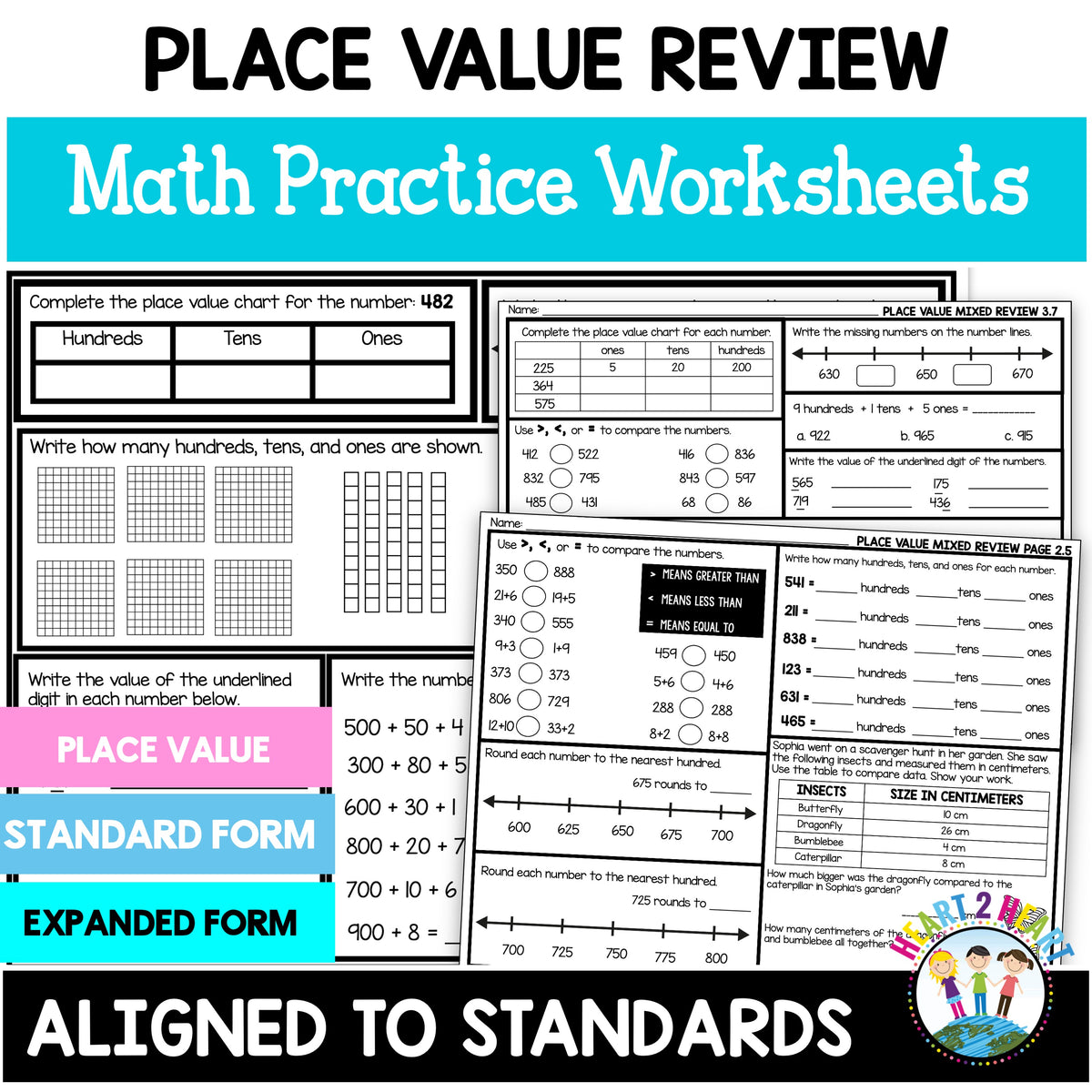 Grade 2 Place Value Activities Math Worksheets Reviews CCSS 2.NBT.A.2 ...
