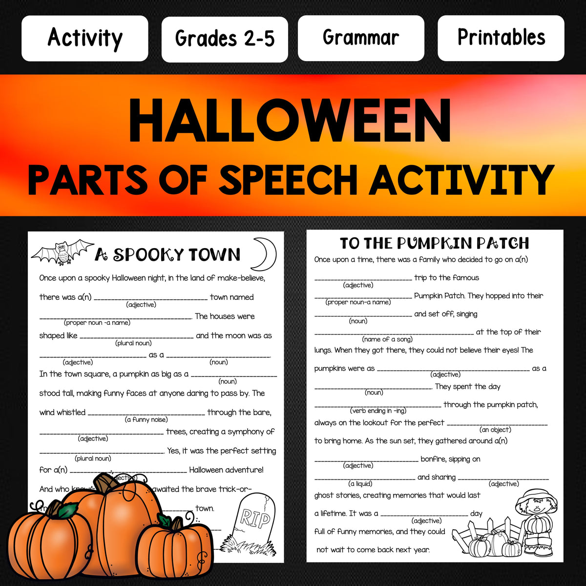 Halloween Parts of Speech & Grammar Review Activities – Heart 2 Heart ...