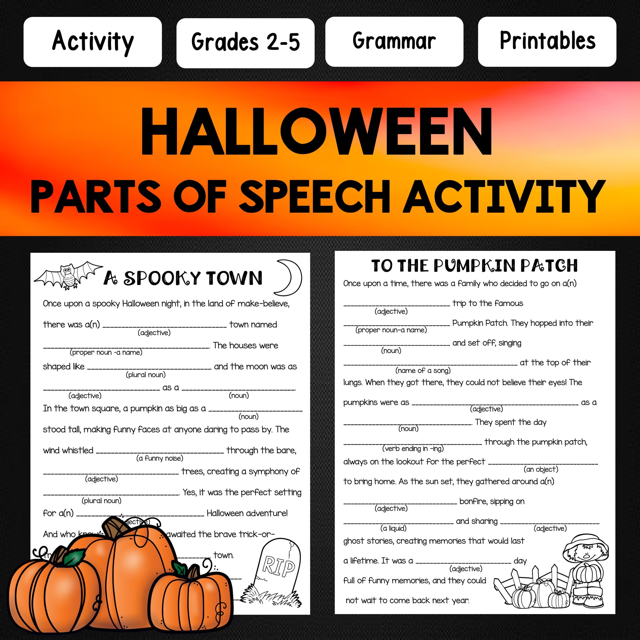 Halloween Parts of Speech & Grammar Review Activities – Heart 2 Heart ...