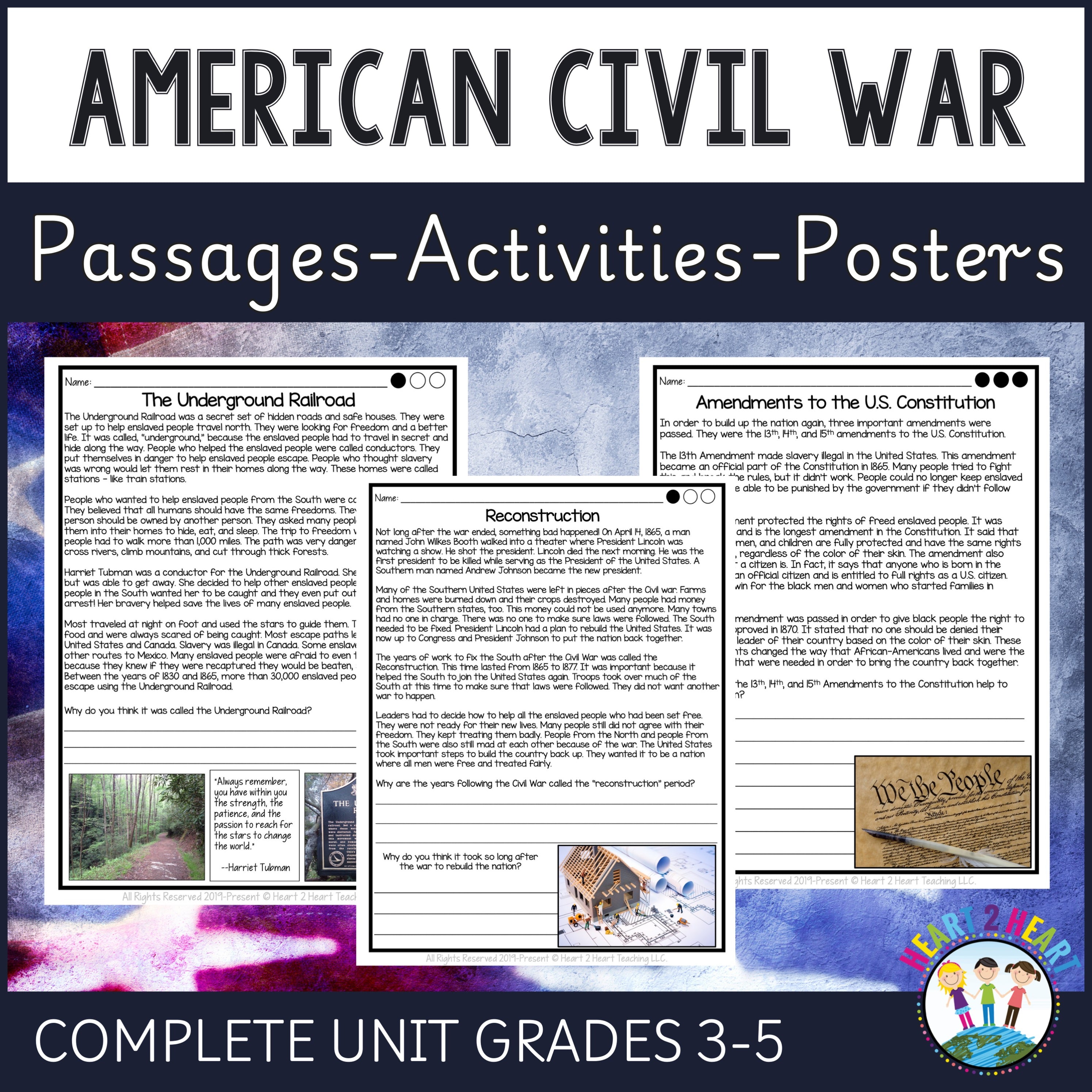 American Civil War Complete Unit with Abraham Lincoln, Harriet Tubman ...