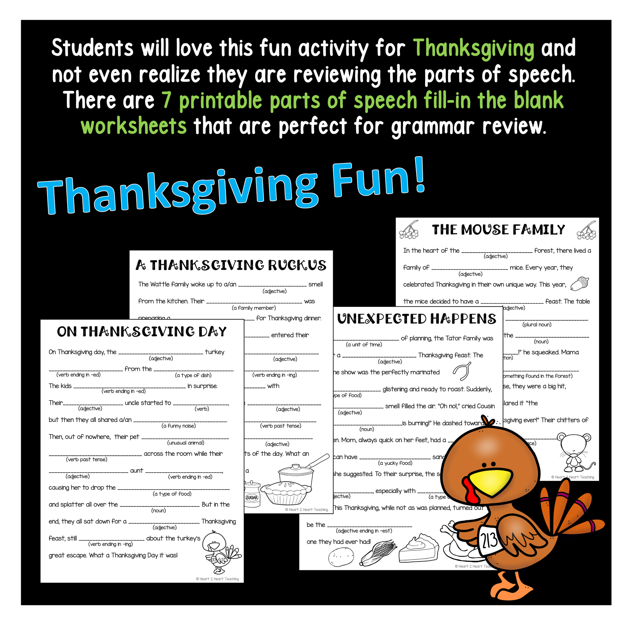 Thanksgiving Parts of Speech & Grammar Review Activities – Heart 2 ...