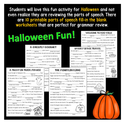 Halloween Parts of Speech & Grammar Review Activities – Heart 2 Heart ...