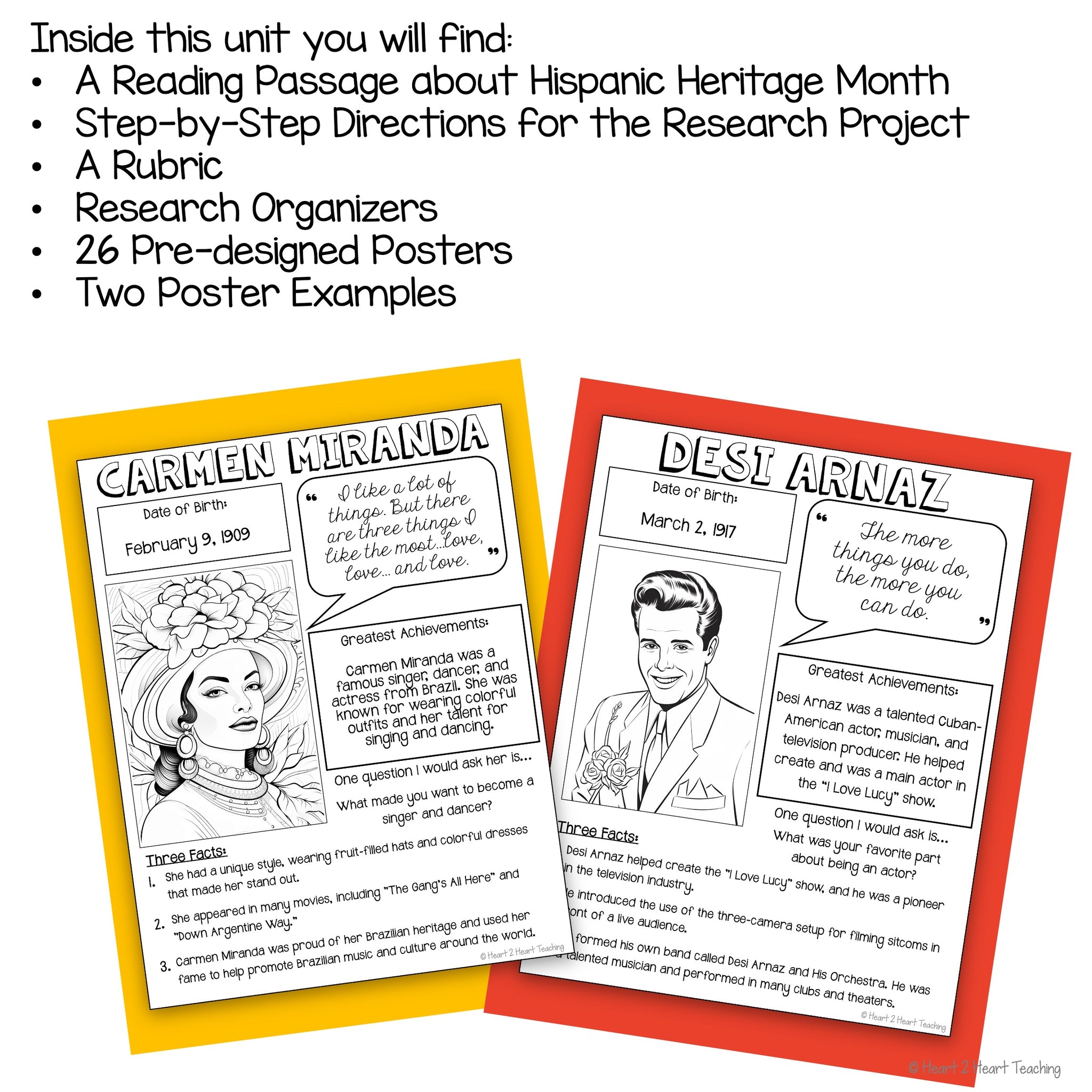 Hispanic Heritage Month Research Poster Project – Heart 2 Heart Teaching