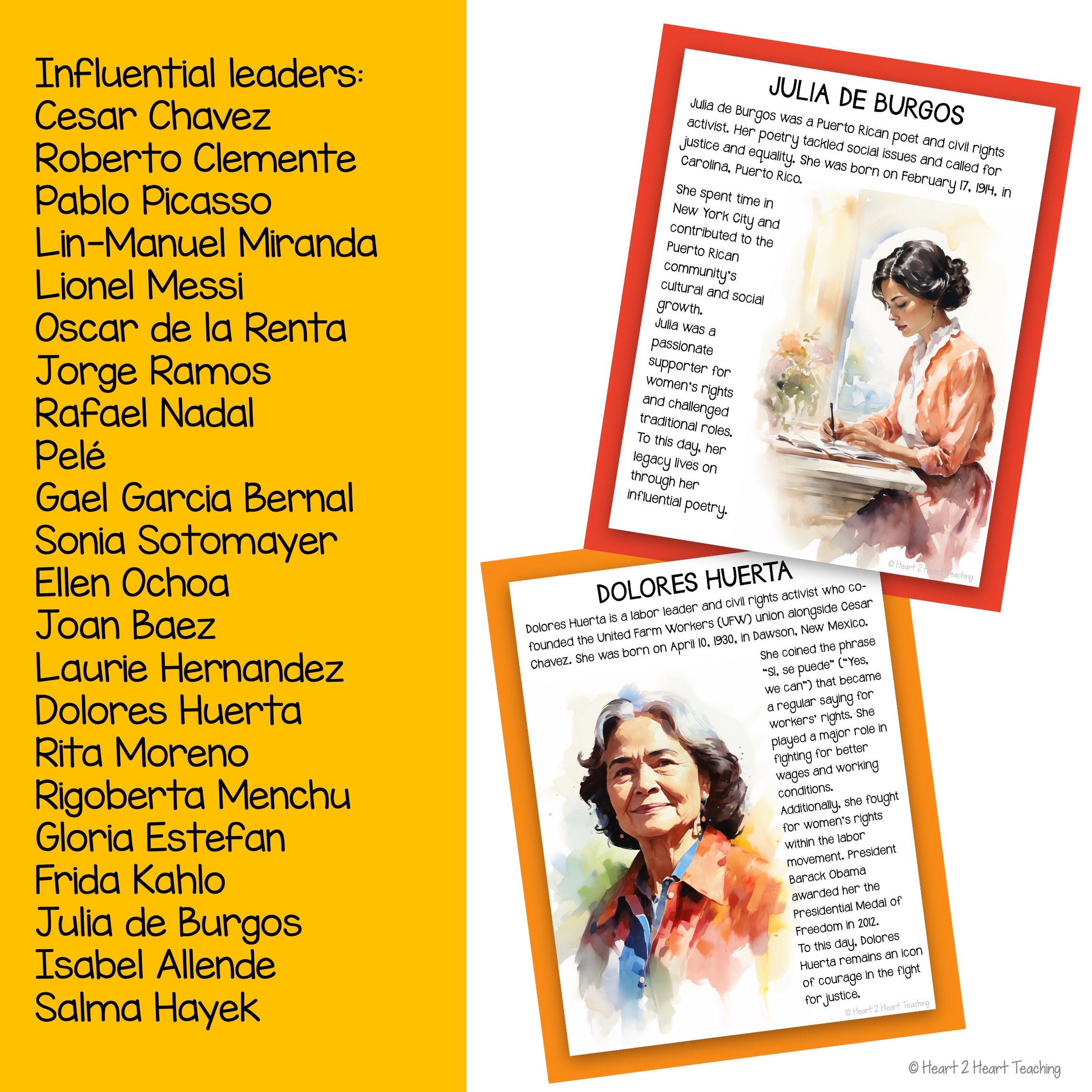 Hispanic Heritage Month Research Poster Project – Heart 2 Heart Teaching