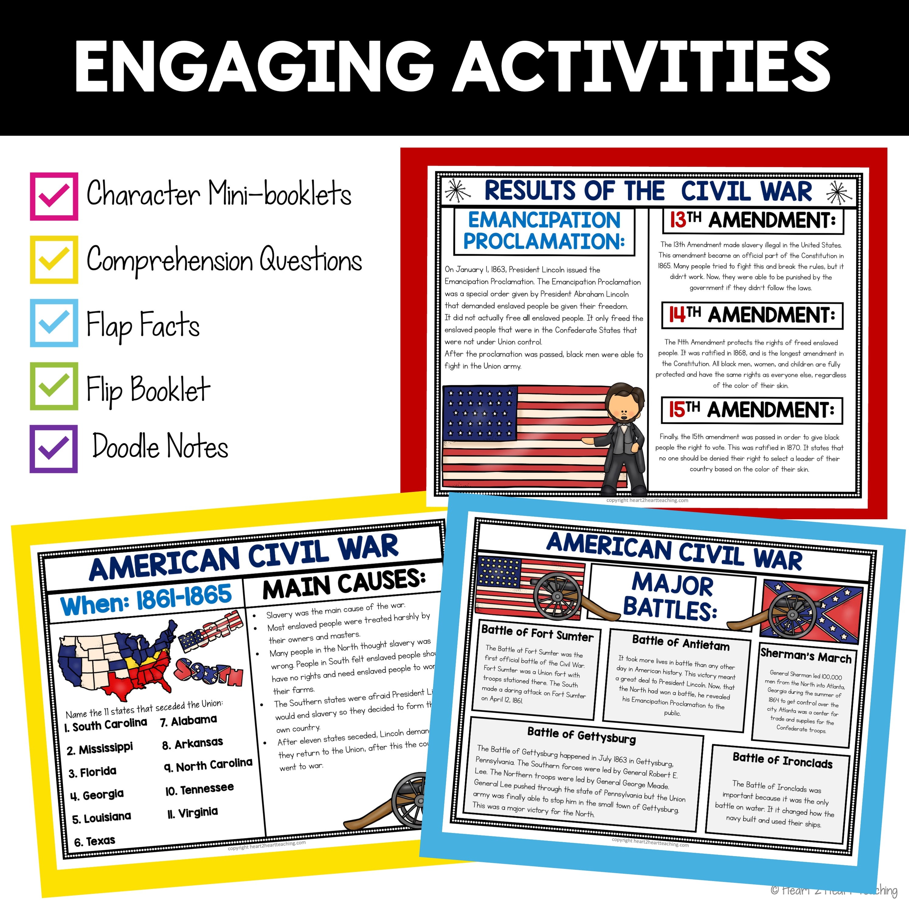 American Civil War Complete Unit with Abraham Lincoln, Harriet Tubman ...