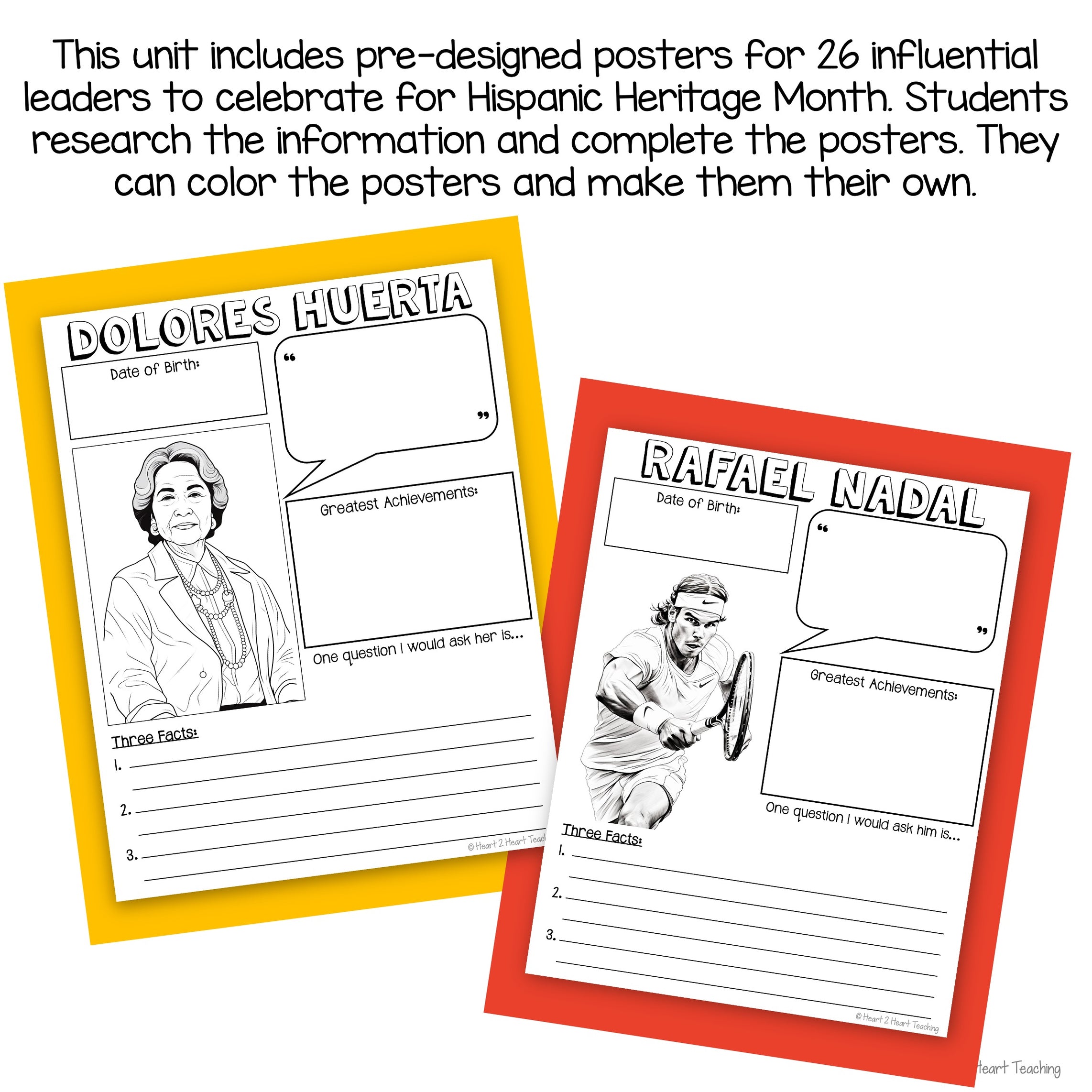 Hispanic Heritage Month Research Poster Project – Heart 2 Heart Teaching