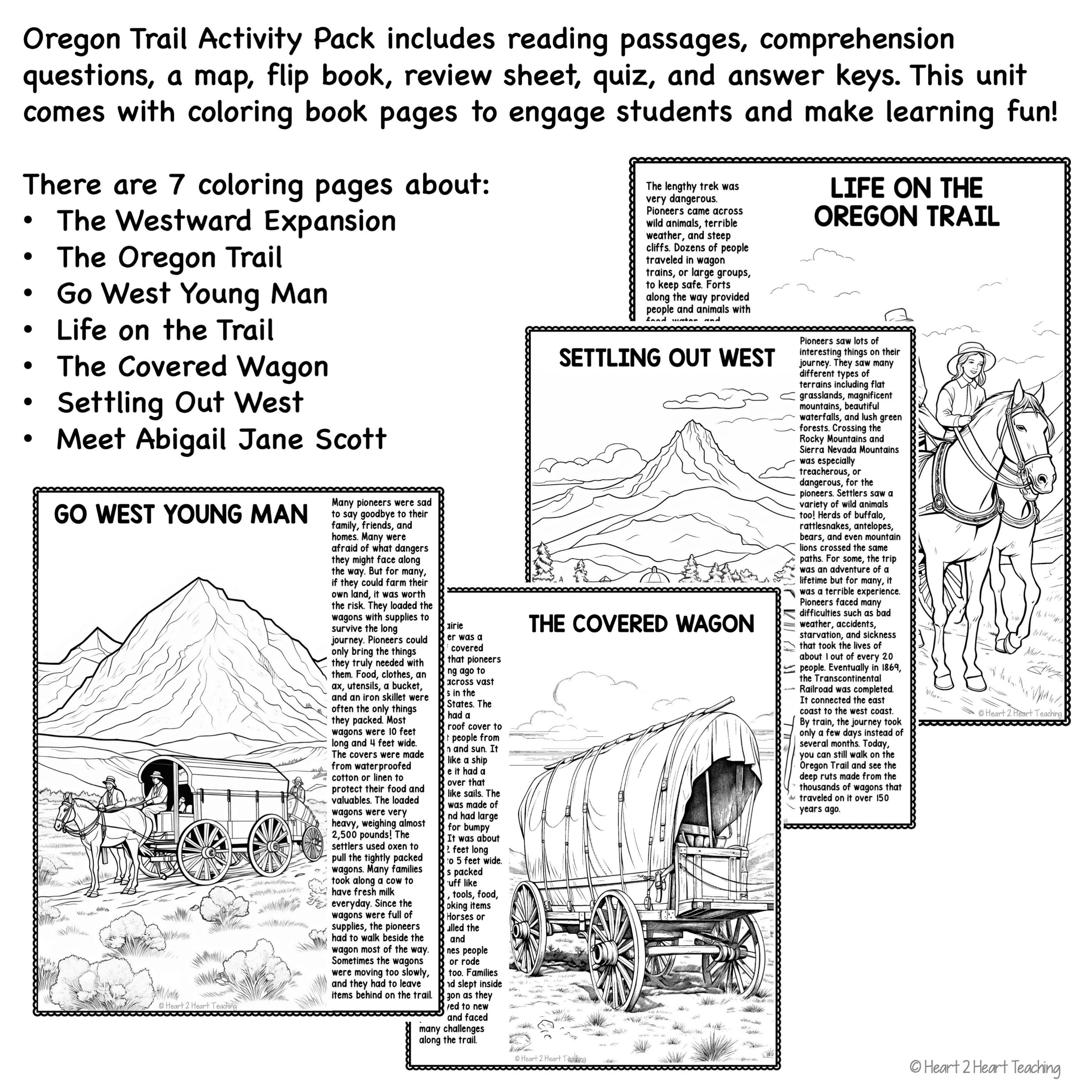 Let's Explore the Oregon Trail Activity Pack – Heart 2 Heart Teaching