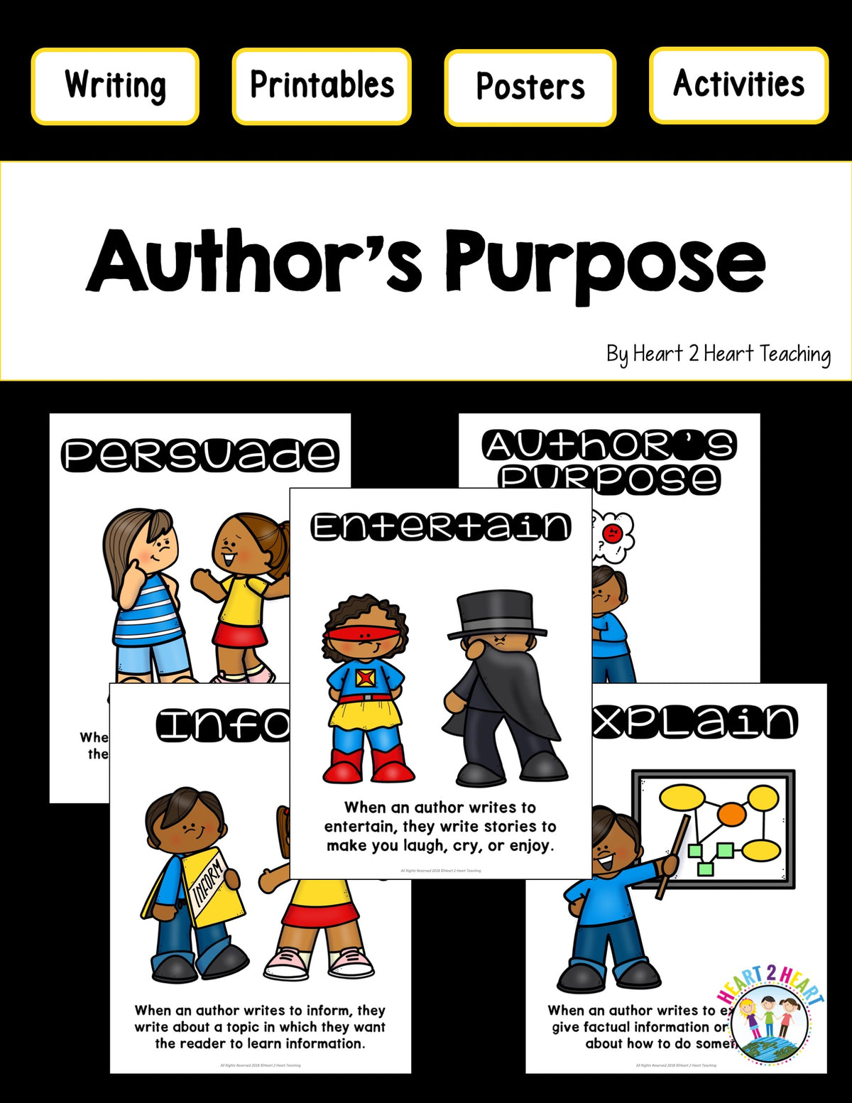 Author's Purpose Posters Freebie – Heart 2 Heart Teaching