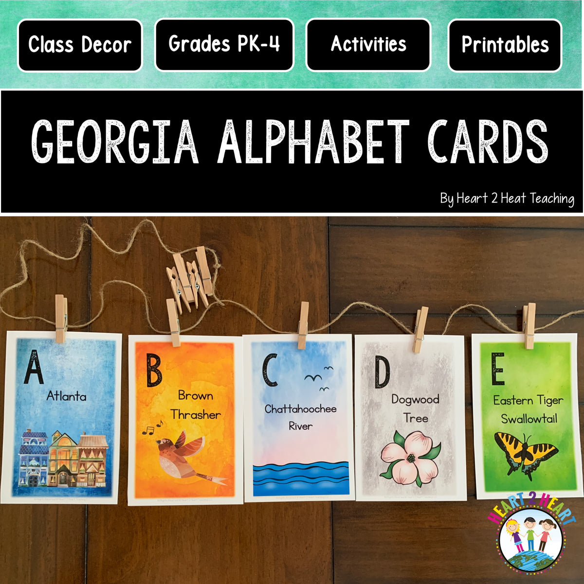 Alphabet Cards with Georgia State Symbols – Heart 2 Heart Teaching