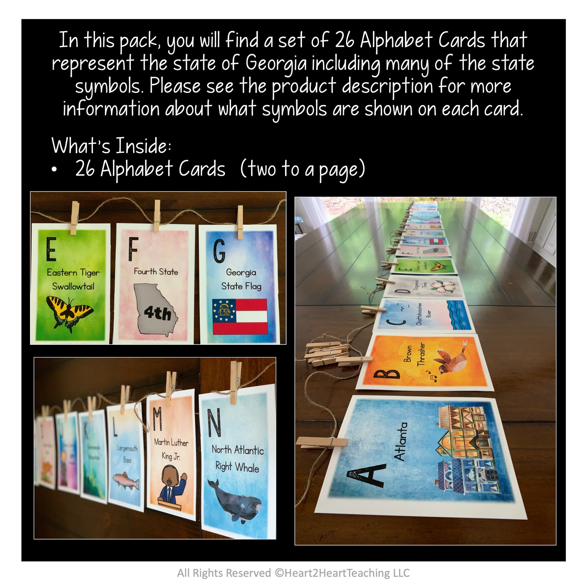 Alphabet Cards with Georgia State Symbols – Heart 2 Heart Teaching
