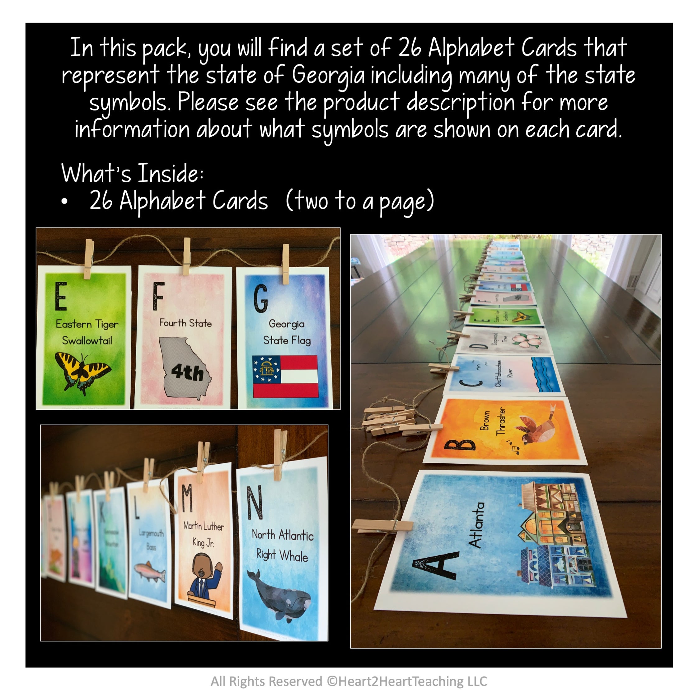 Alphabet Cards with Georgia State Symbols – Heart 2 Heart Teaching