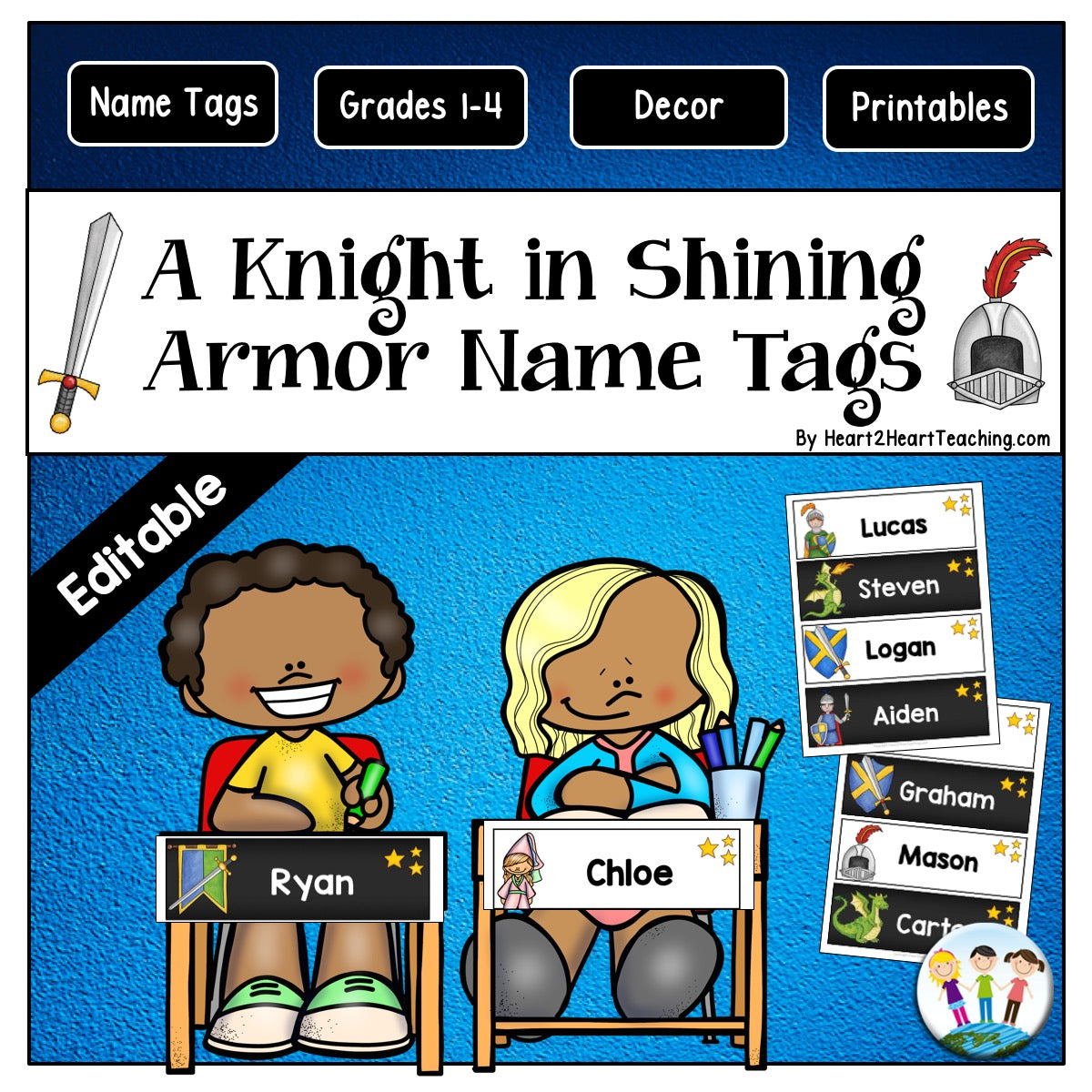 A Knight in Shining Armor Name Tag and Desk Plates – Heart 2 Heart Teaching