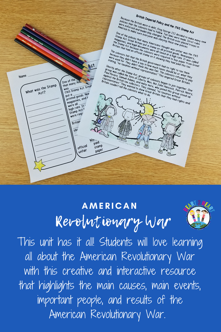 Revolutionary War Unit with Articles, Activities & more – Heart 2 Heart ...