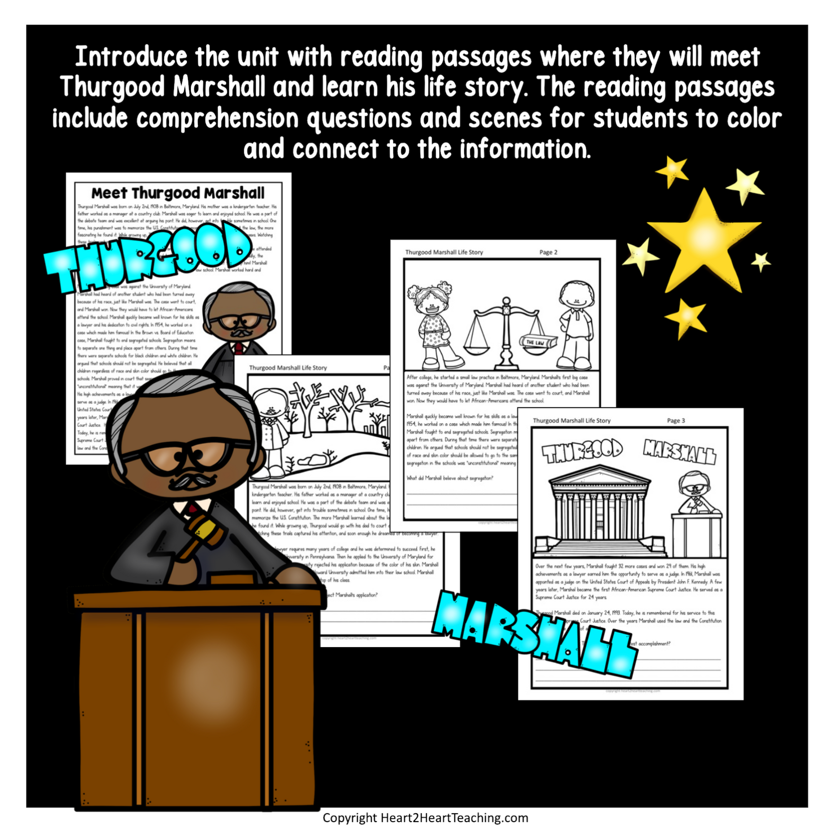 The Life Story of Thurgood Marshall Activity Pack – Heart 2 Heart Teaching