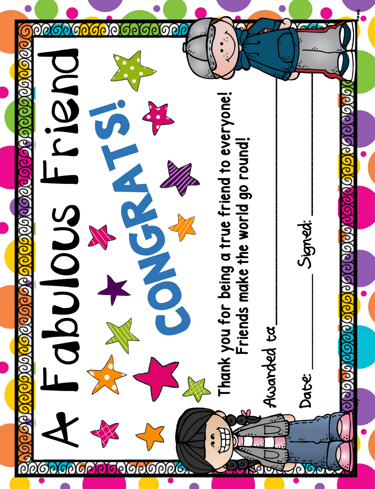 Fabulous Friend Class Award FREEBIE – Heart 2 Heart Teaching