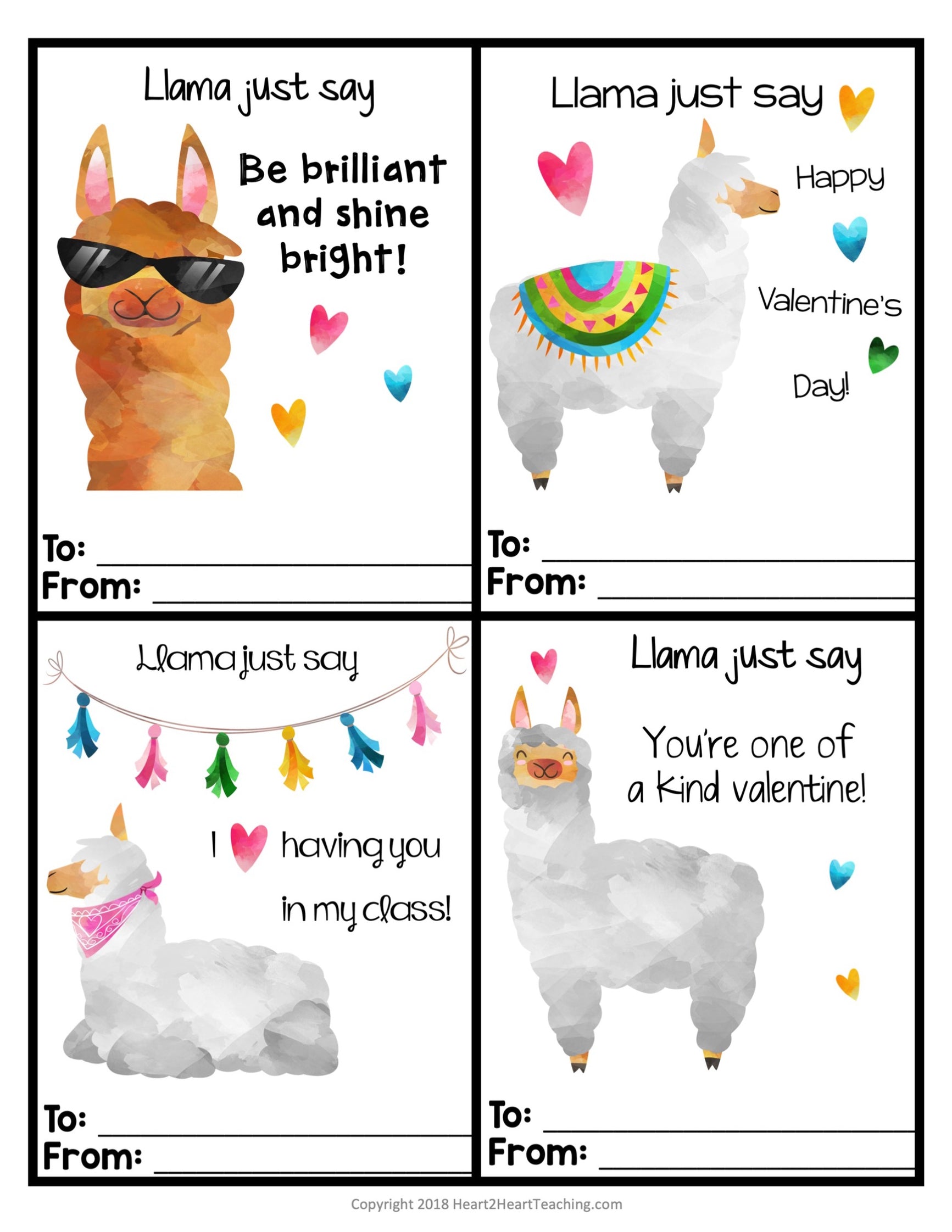 Llamas, Sloths, and Panda Bear Valentine Cards Freebie (Ink-savers ...
