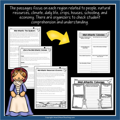 13 Colonies Unit with Leveled Passages, Activities, Flip Book & Test ...