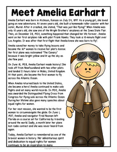 The Life Story of Amelia Earhart Freebie – Heart 2 Heart Teaching