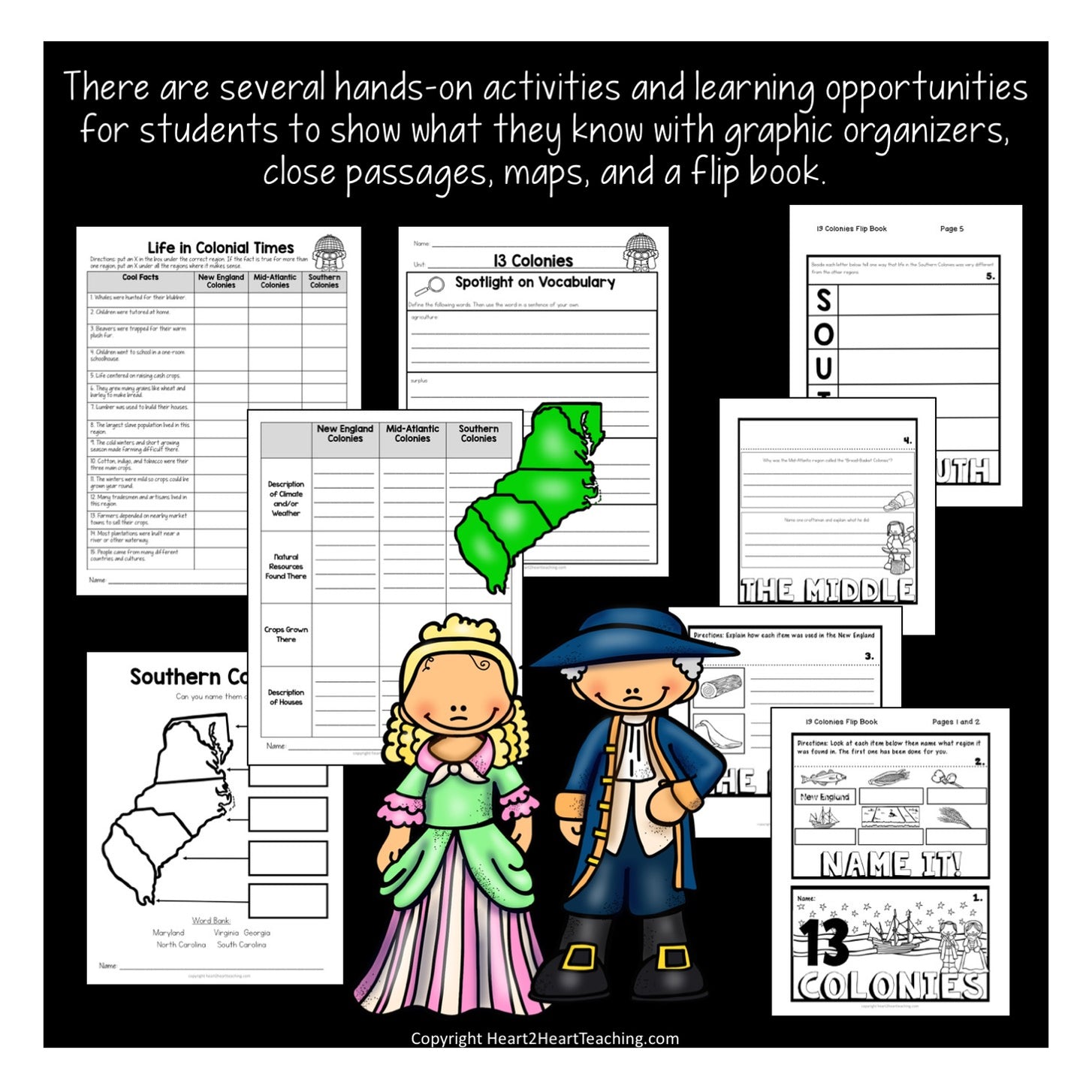 13 Colonies Unit with Leveled Passages, Activities, Flip Book & Test ...