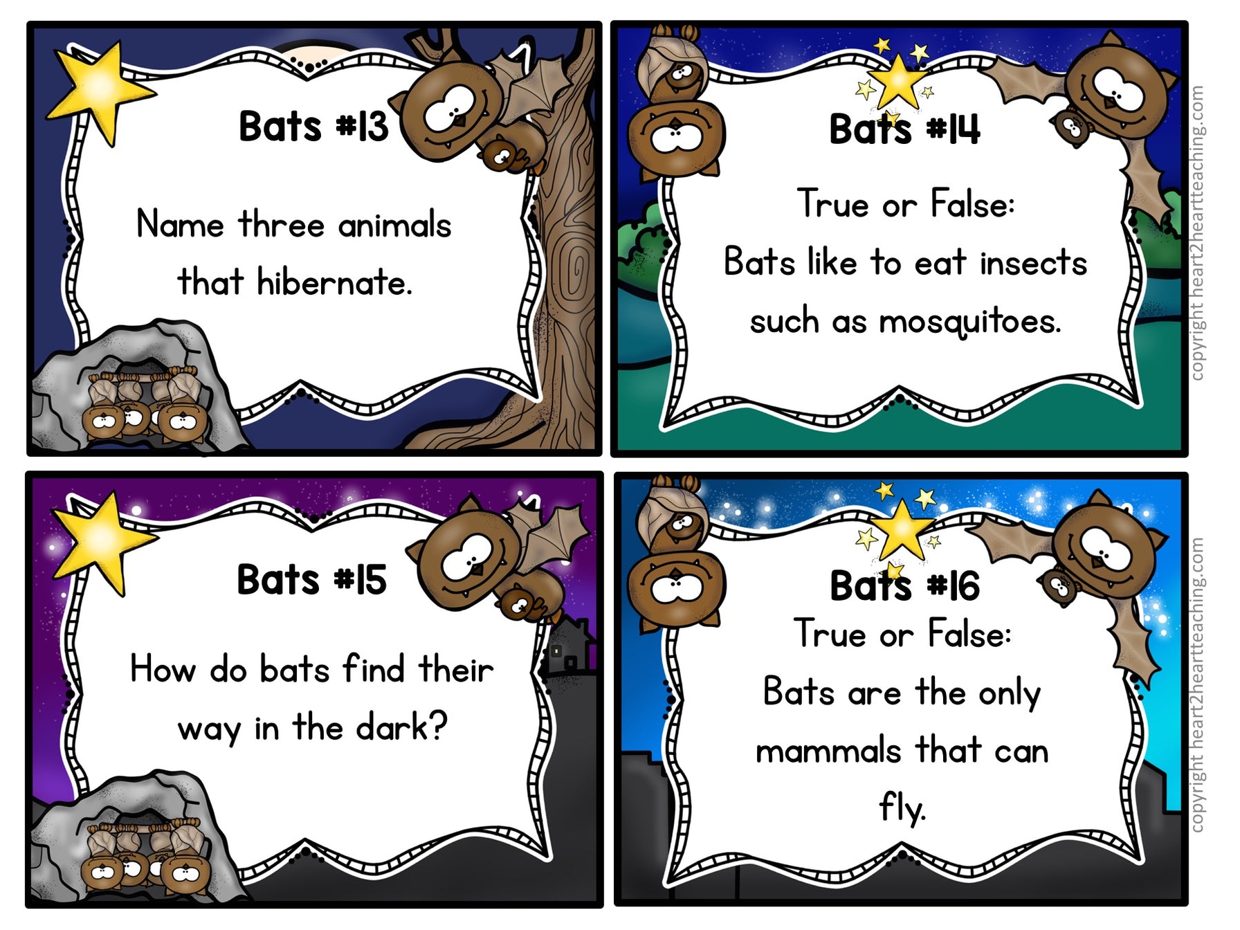 All About Bats Task Cards – Heart 2 Heart Teaching