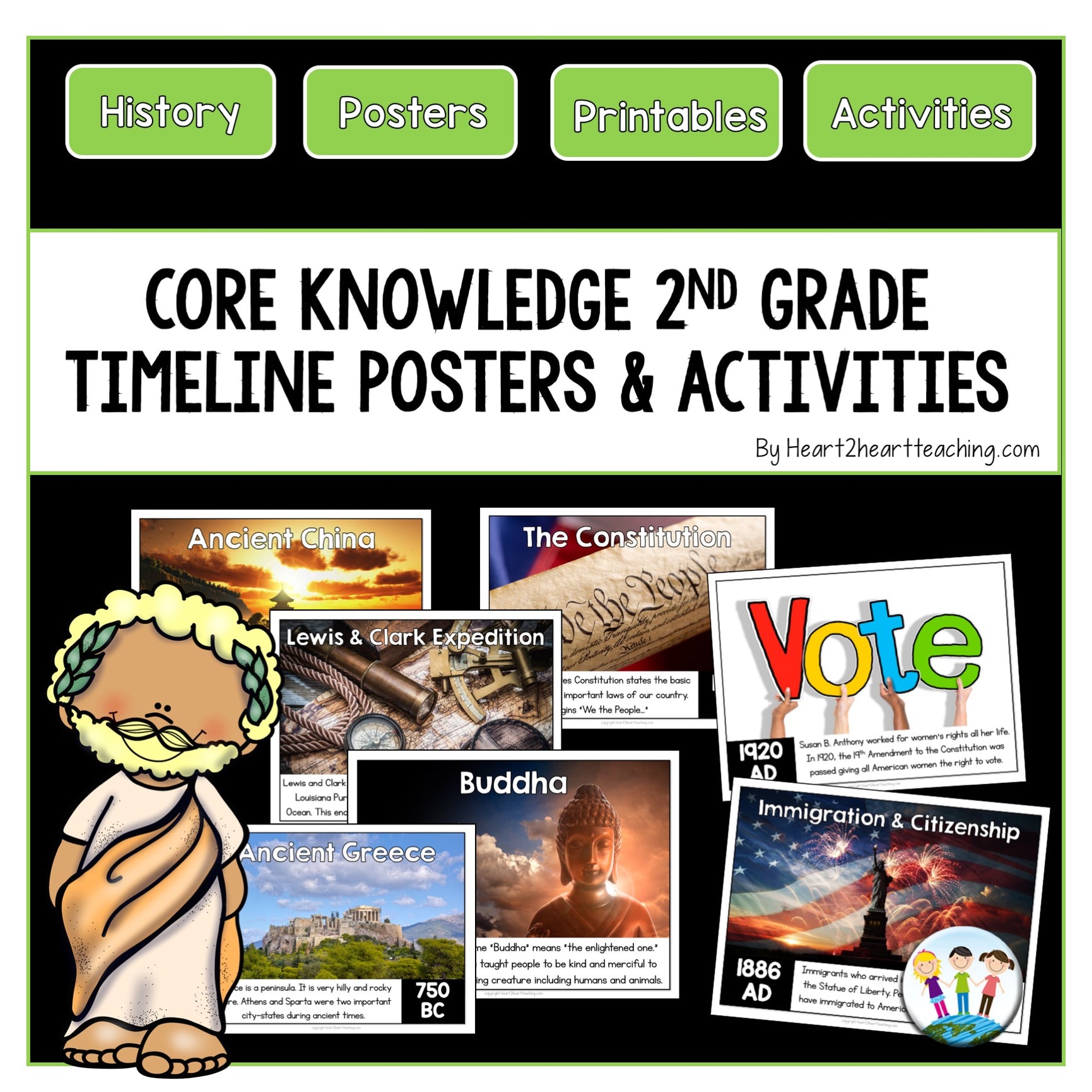 Core Knowledge 2nd Grade Social Studies Timeline Posters & Activity Pa ...