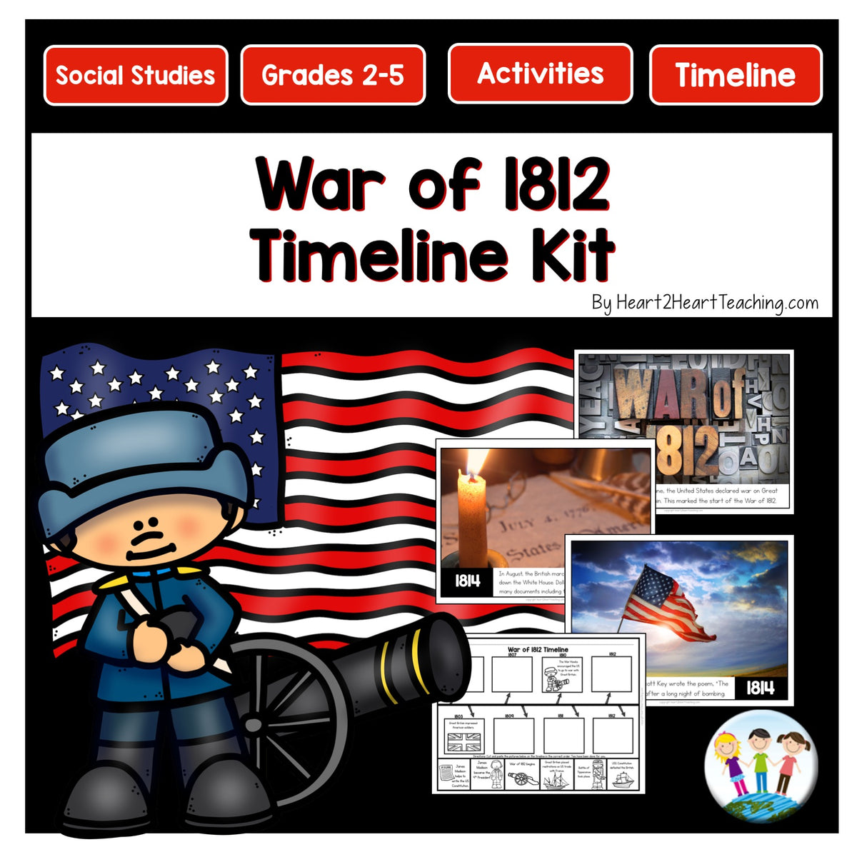 War of 1812 Timeline Kit with Photo Posters for Bulletin Boards – Heart ...