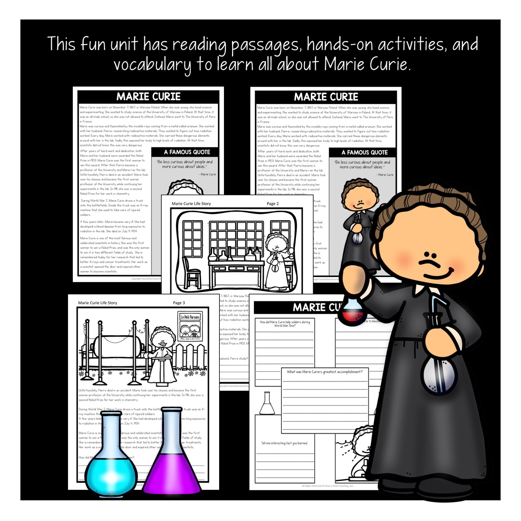The Life Story of Marie Curie Activity Pack – Heart 2 Heart Teaching