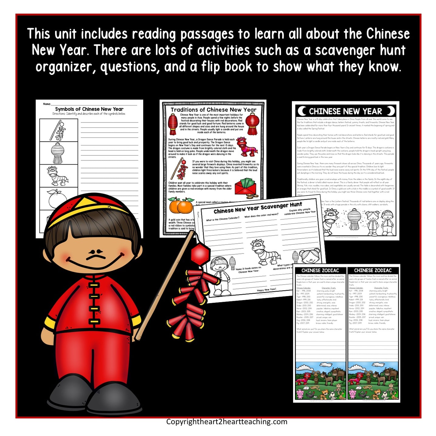 Chinese New Years Activities and Flip Book – Heart 2 Heart Teaching