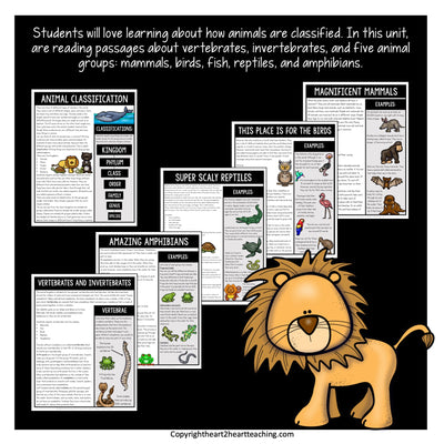 Animal Classification Unit with Mammals, Birds, Fish, Reptiles, and Am ...
