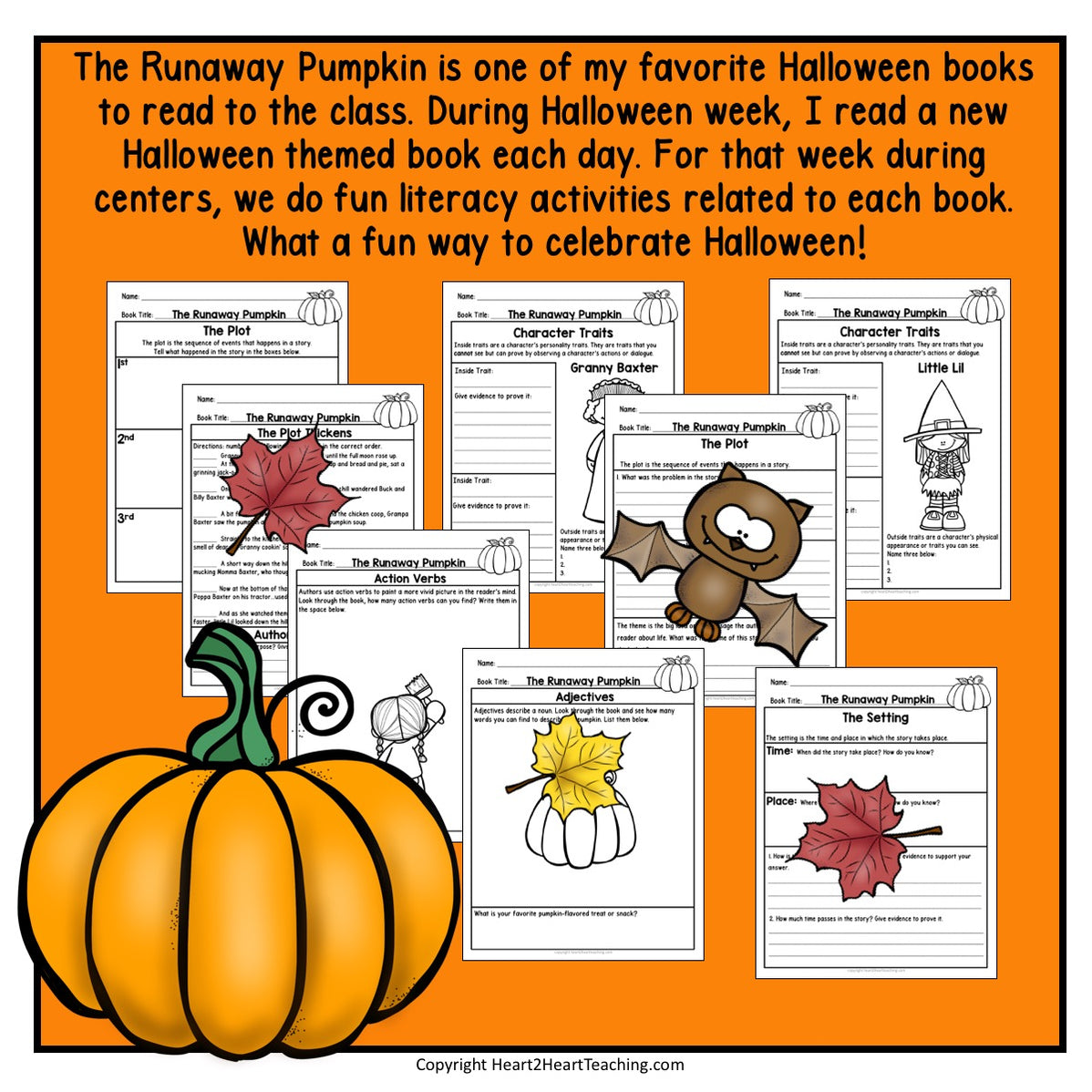 The Runaway Pumpkin Literacy and Activity Pack for Halloween Activitie ...