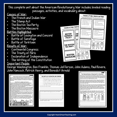 Revolutionary War Unit with Articles, Activities & more – Heart 2 Heart ...