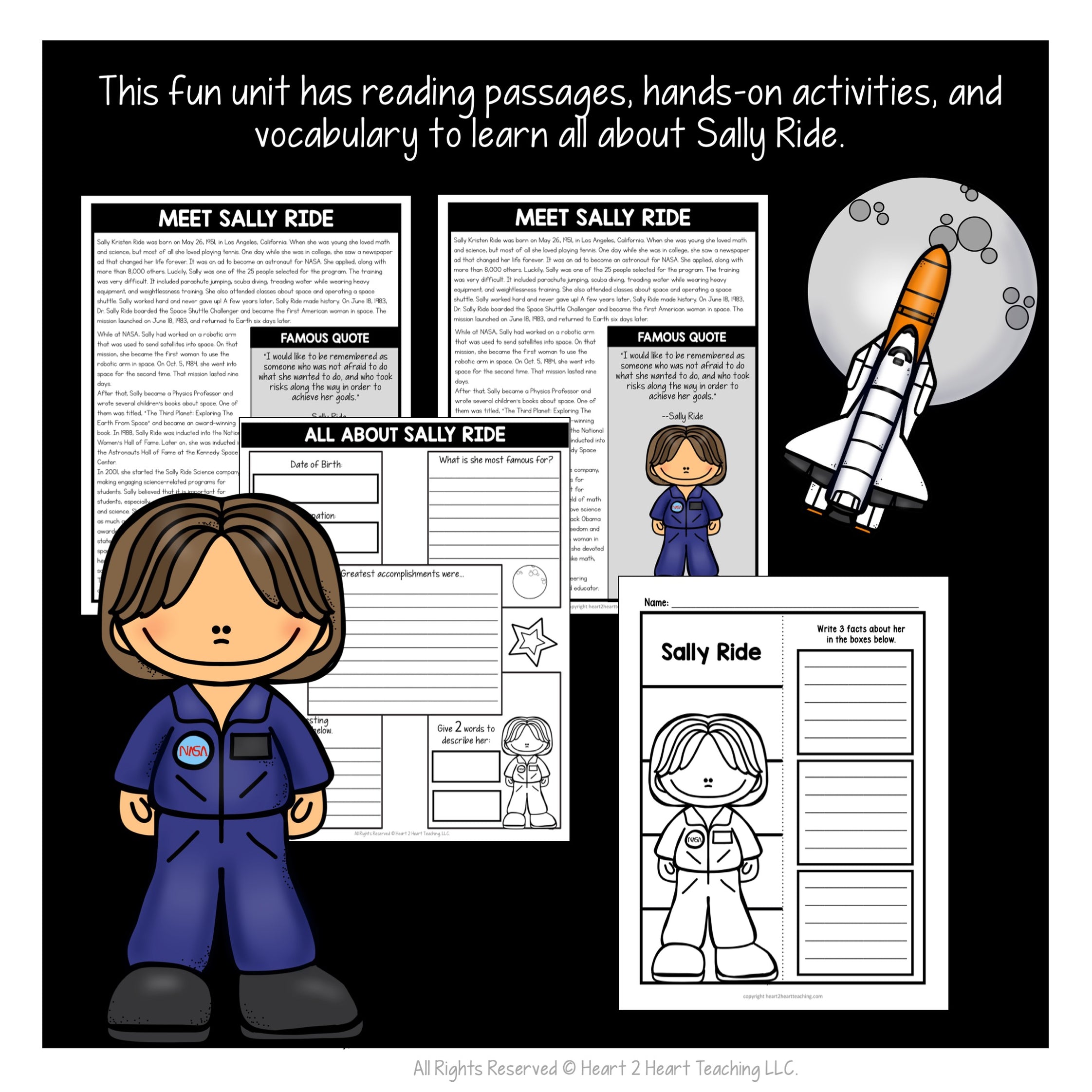 The Life Story of Sally Ride Activity Pack – Heart 2 Heart Teaching