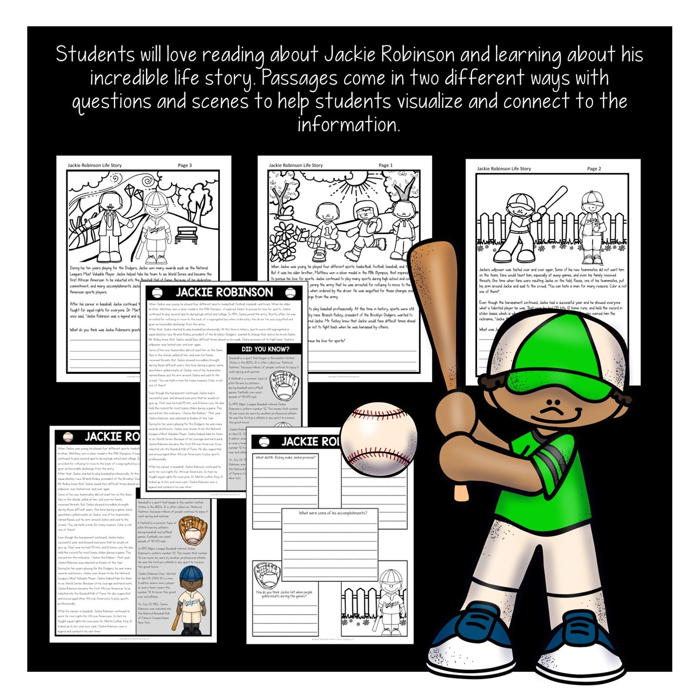 The Life Story of Jackie Robinson Activity Pack – Heart 2 Heart Teaching