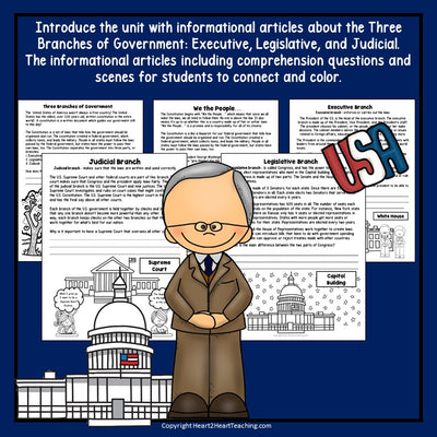 Three Branches of Government Activity Pack – Heart 2 Heart Teaching