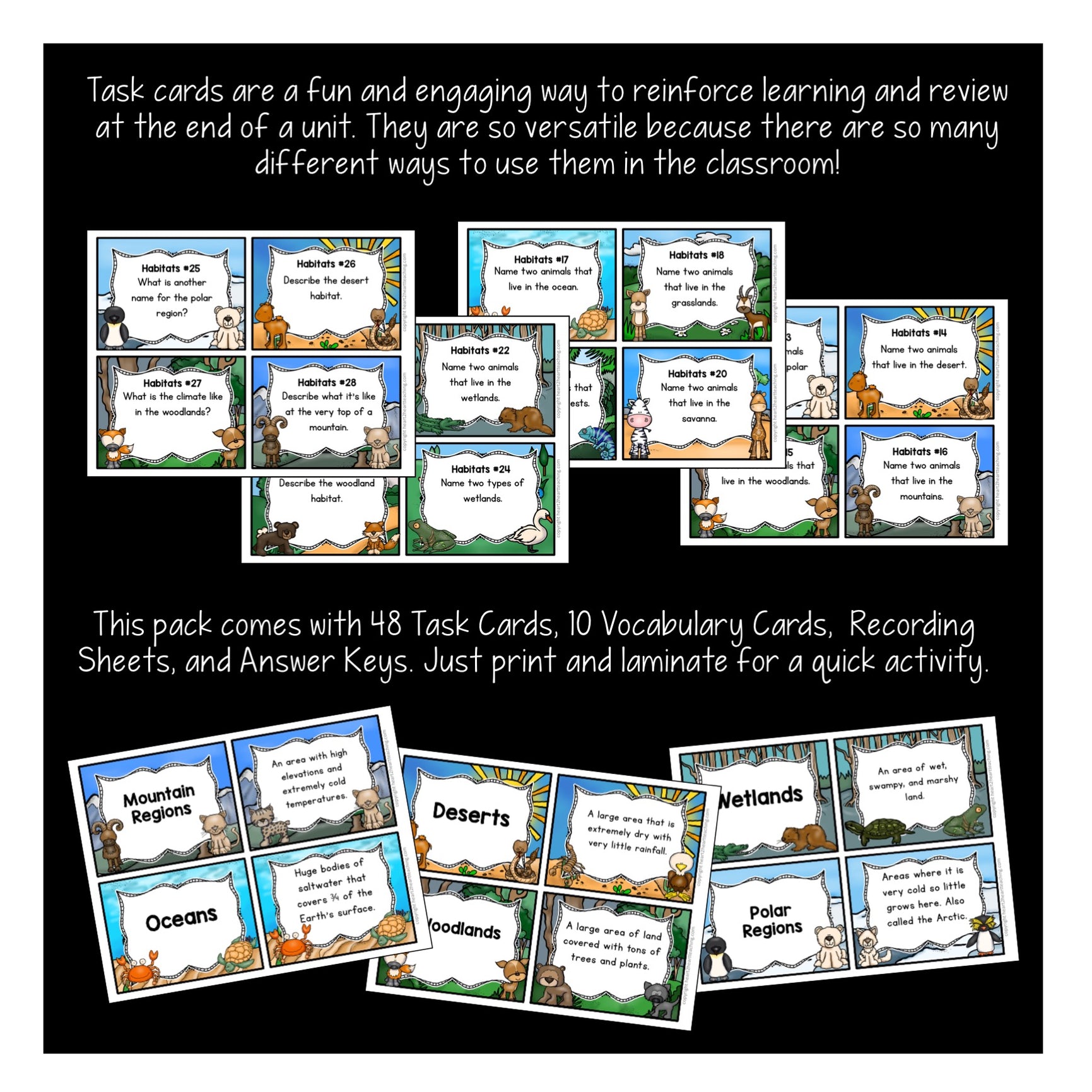 Animal Habitats Task Cards – Heart 2 Heart Teaching