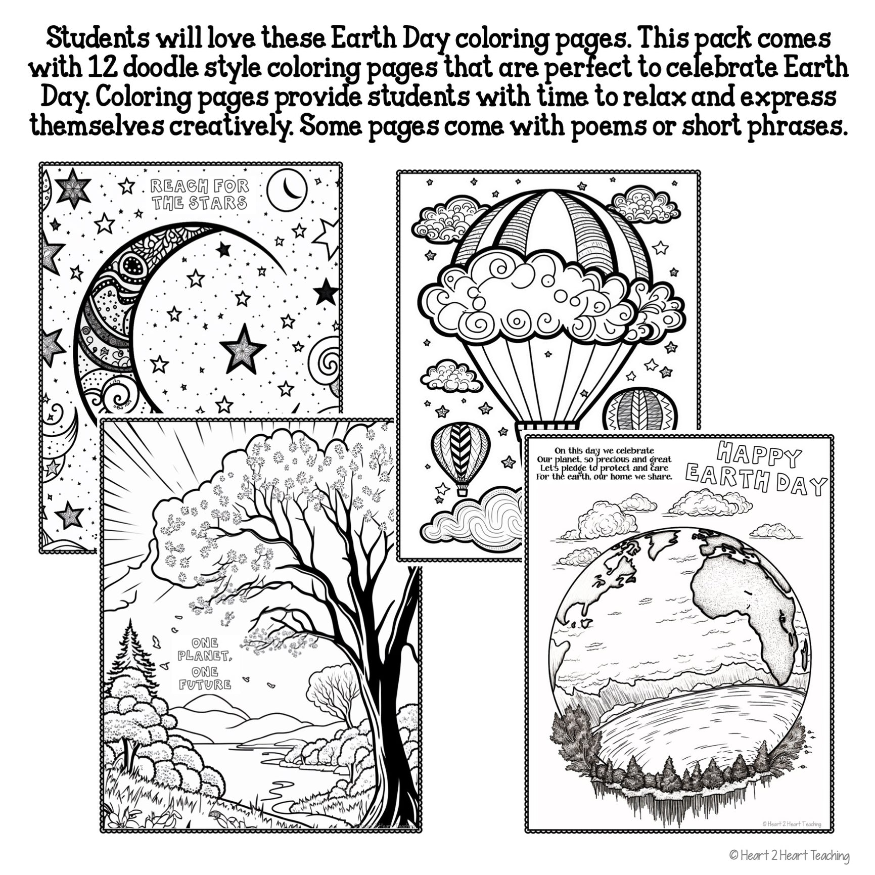 Earth Day Doodle Coloring Pages – Heart 2 Heart Teaching