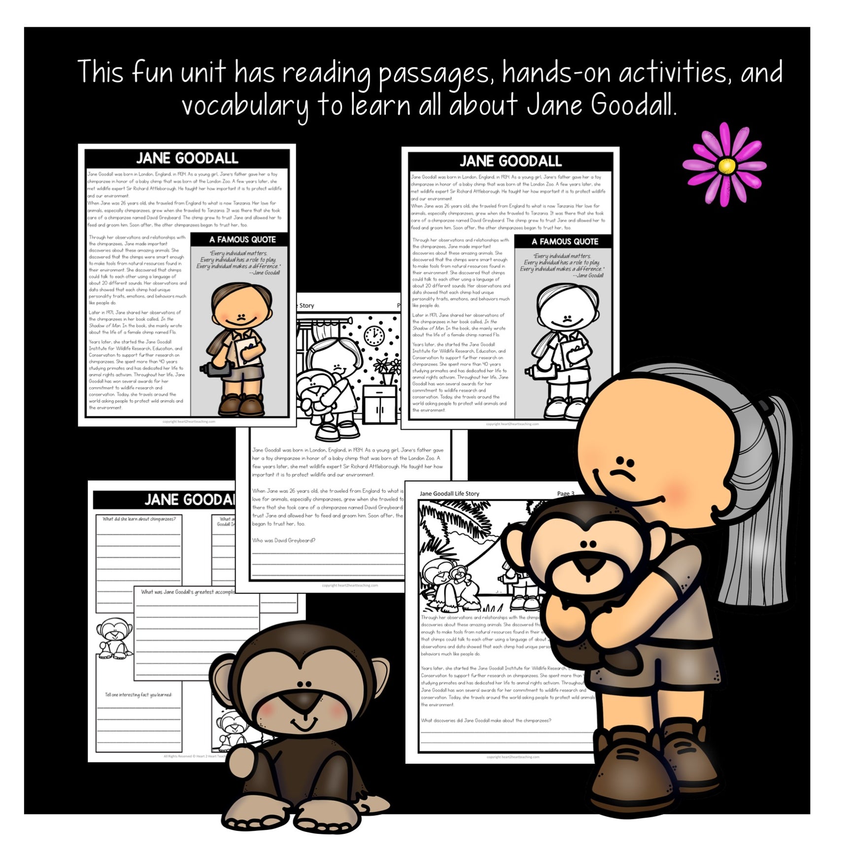 The Life Story of Jane Goodall Activity Pack – Heart 2 Heart Teaching