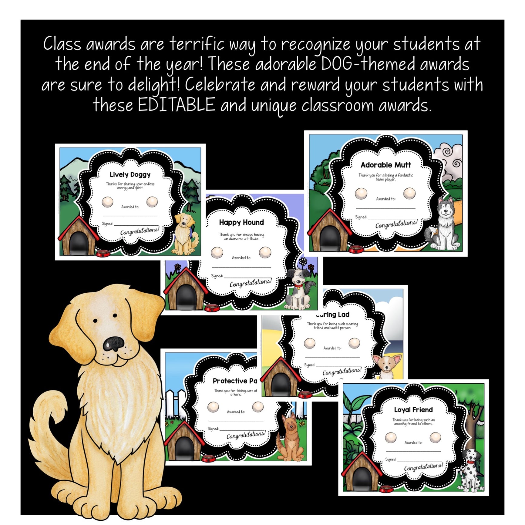 End of the Year Class Awards Lovable Dogs – Heart 2 Heart Teaching