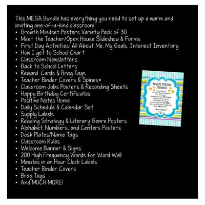 Turquoise, Lime Green, Purple Striped Classroom Decor Pack #13: Everyt ...