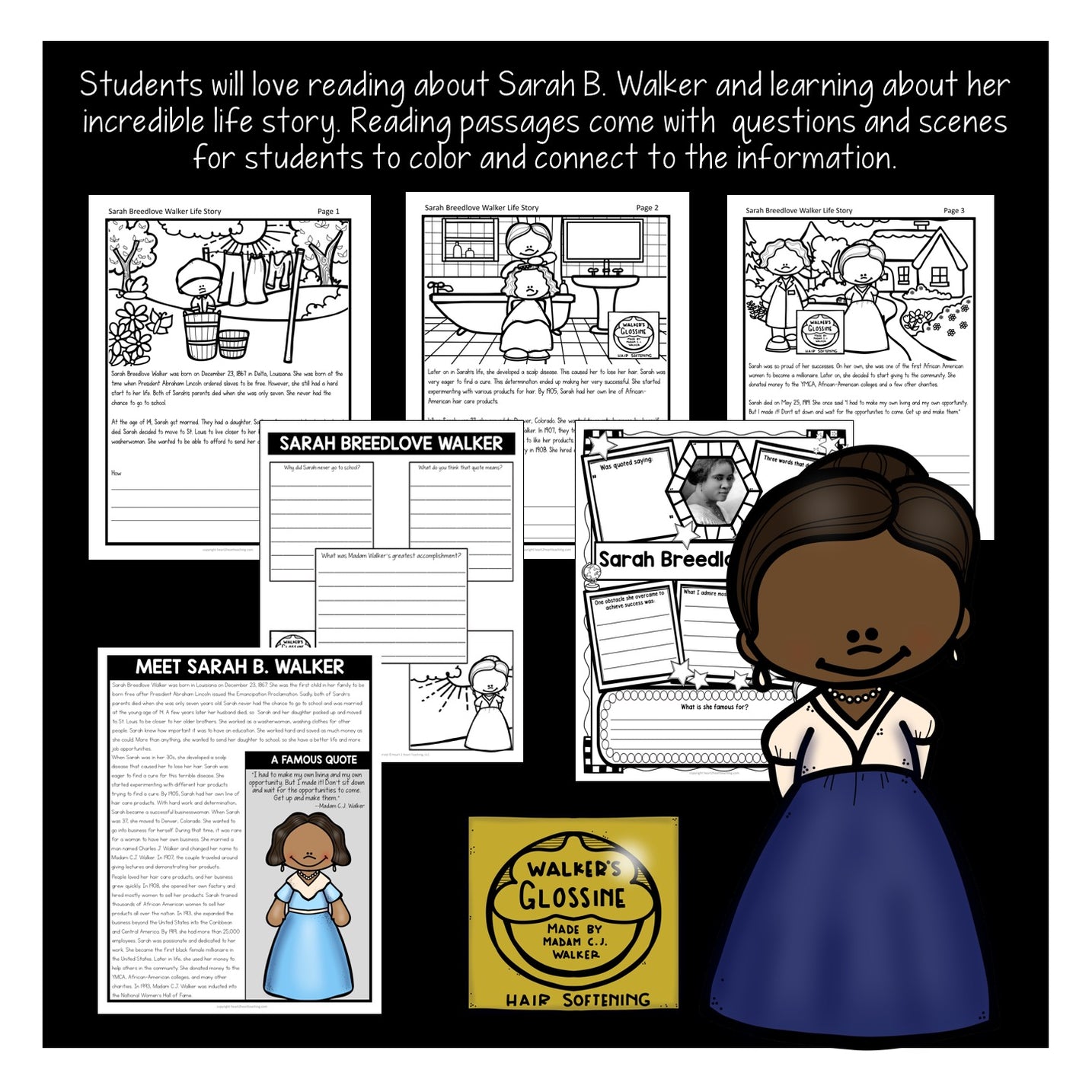 The Life Story of Sarah B. Walker Activity Pack – Heart 2 Heart Teaching