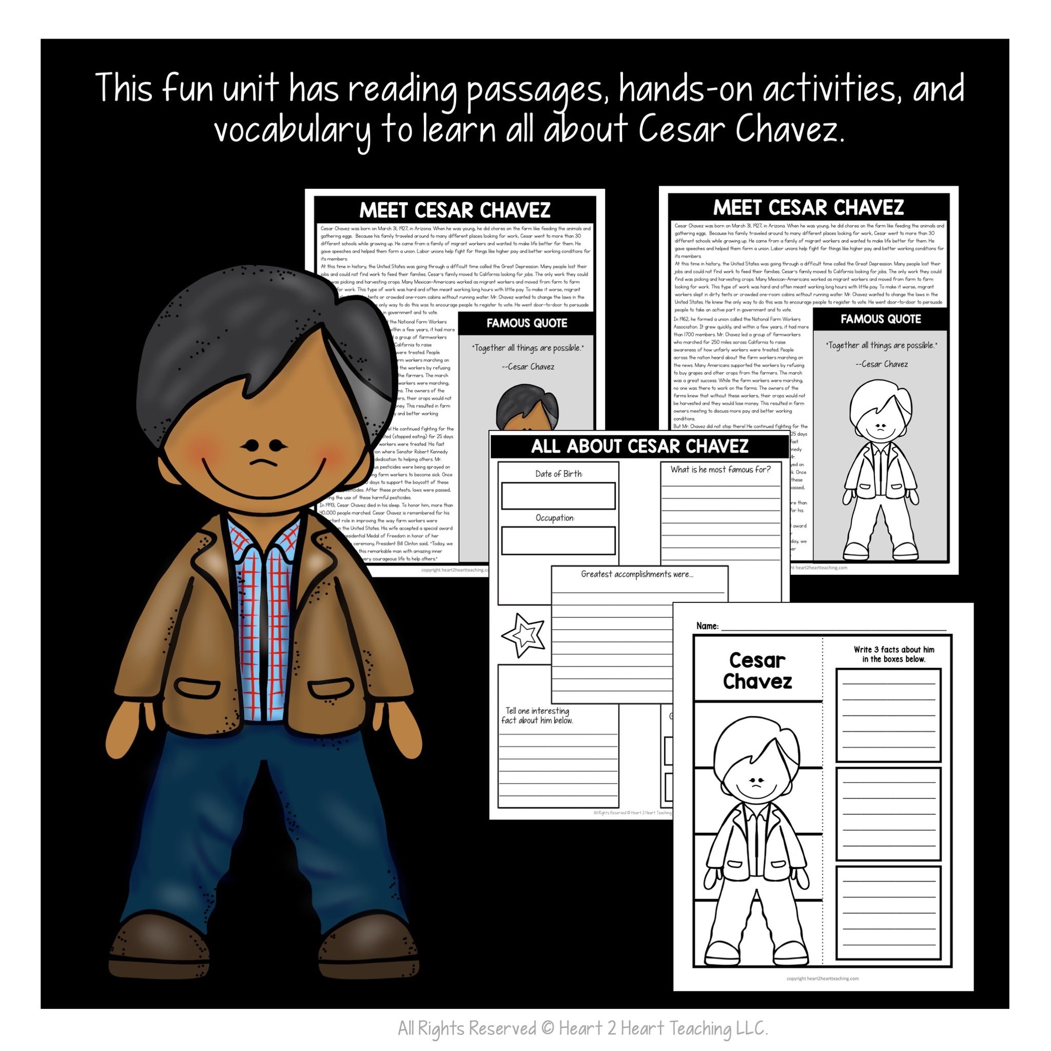 The Life Story of Cesar Chavez Activity Pack – Heart 2 Heart Teaching