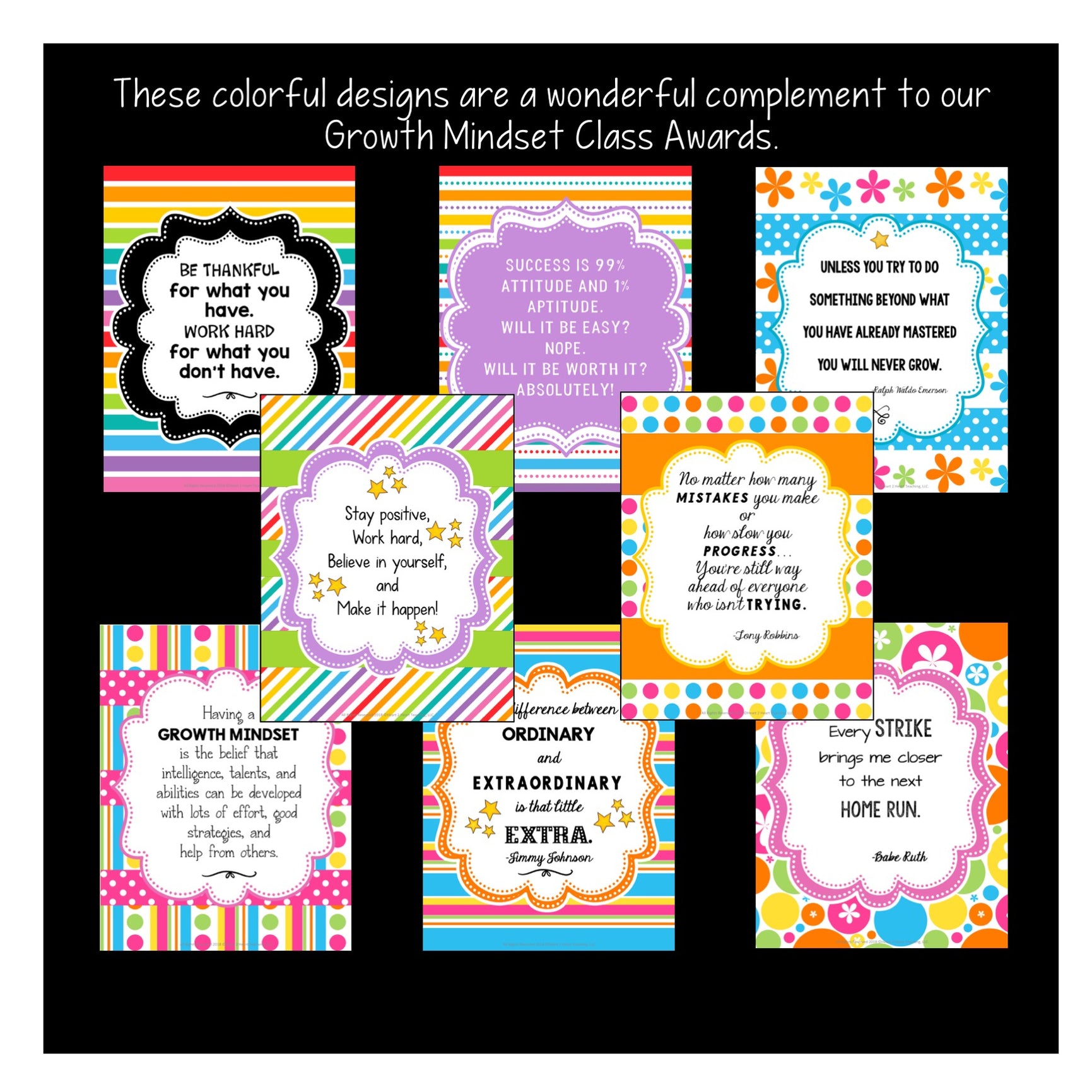 Growth Mindset Posters Variety Pack of 30 – Heart 2 Heart Teaching