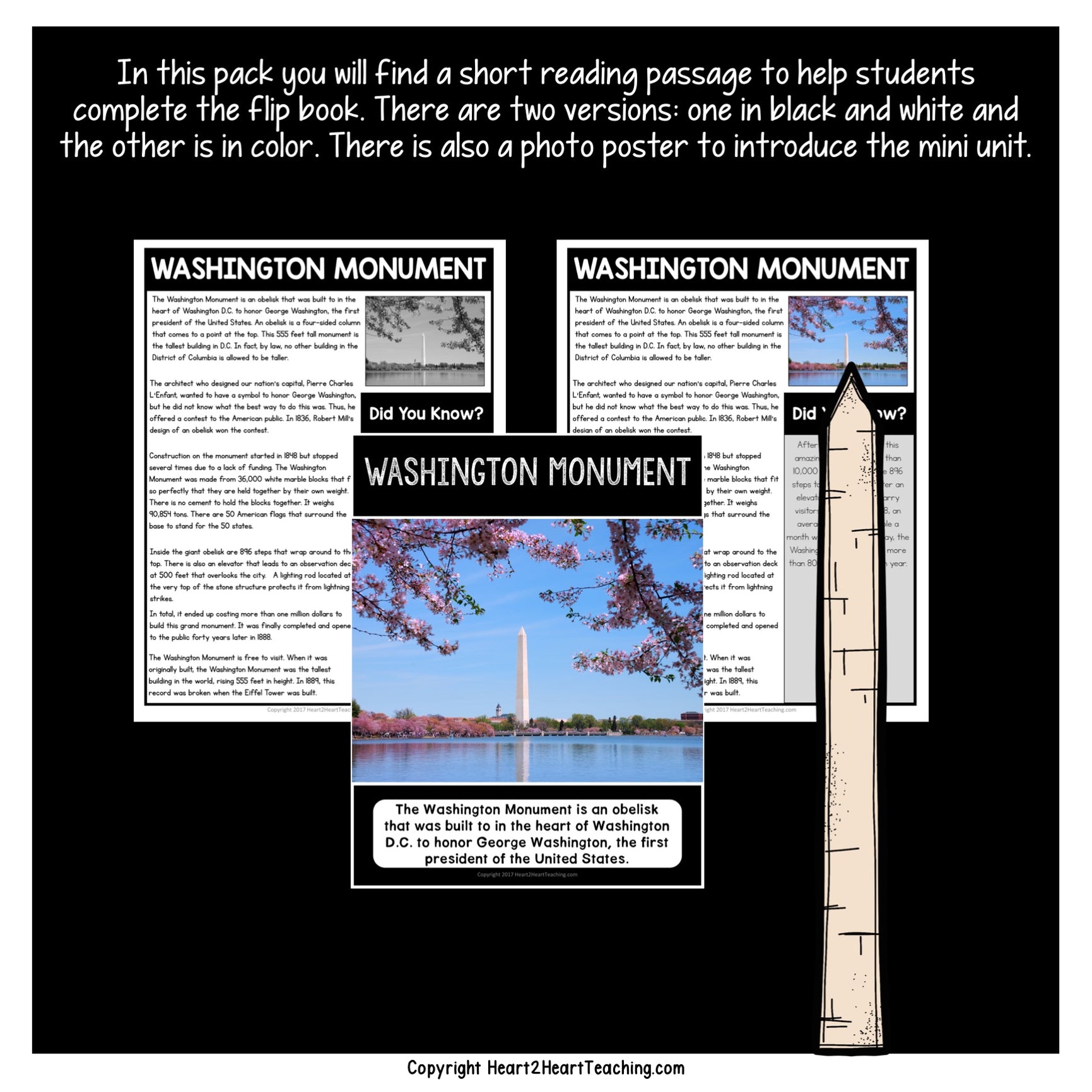 The Washington Monument Mini Unit with Flip Book – Heart 2 Heart Teaching