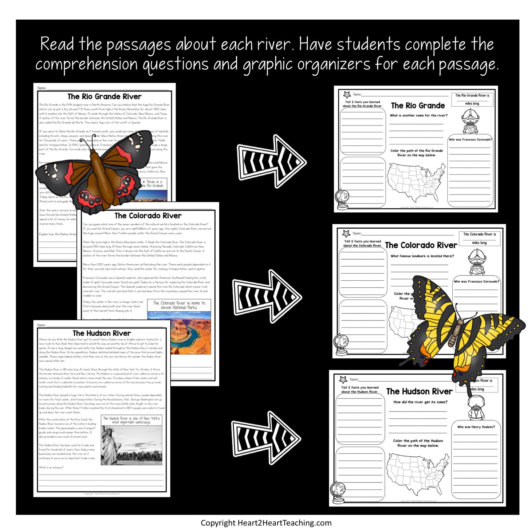 U.S. Major Rivers & Mountains Activity Pack – Heart 2 Heart Teaching