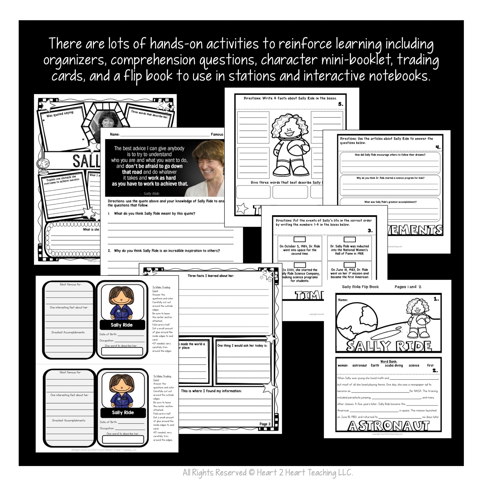 The Life Story of Sally Ride Activity Pack – Heart 2 Heart Teaching