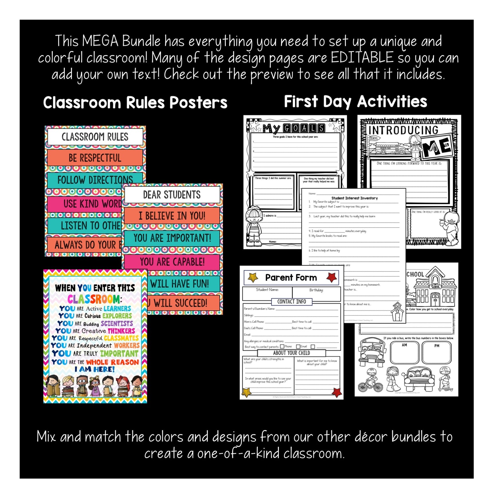 Turquoise, Purple, and Pink Dots Classroom Decor Pack #16: Everything ...