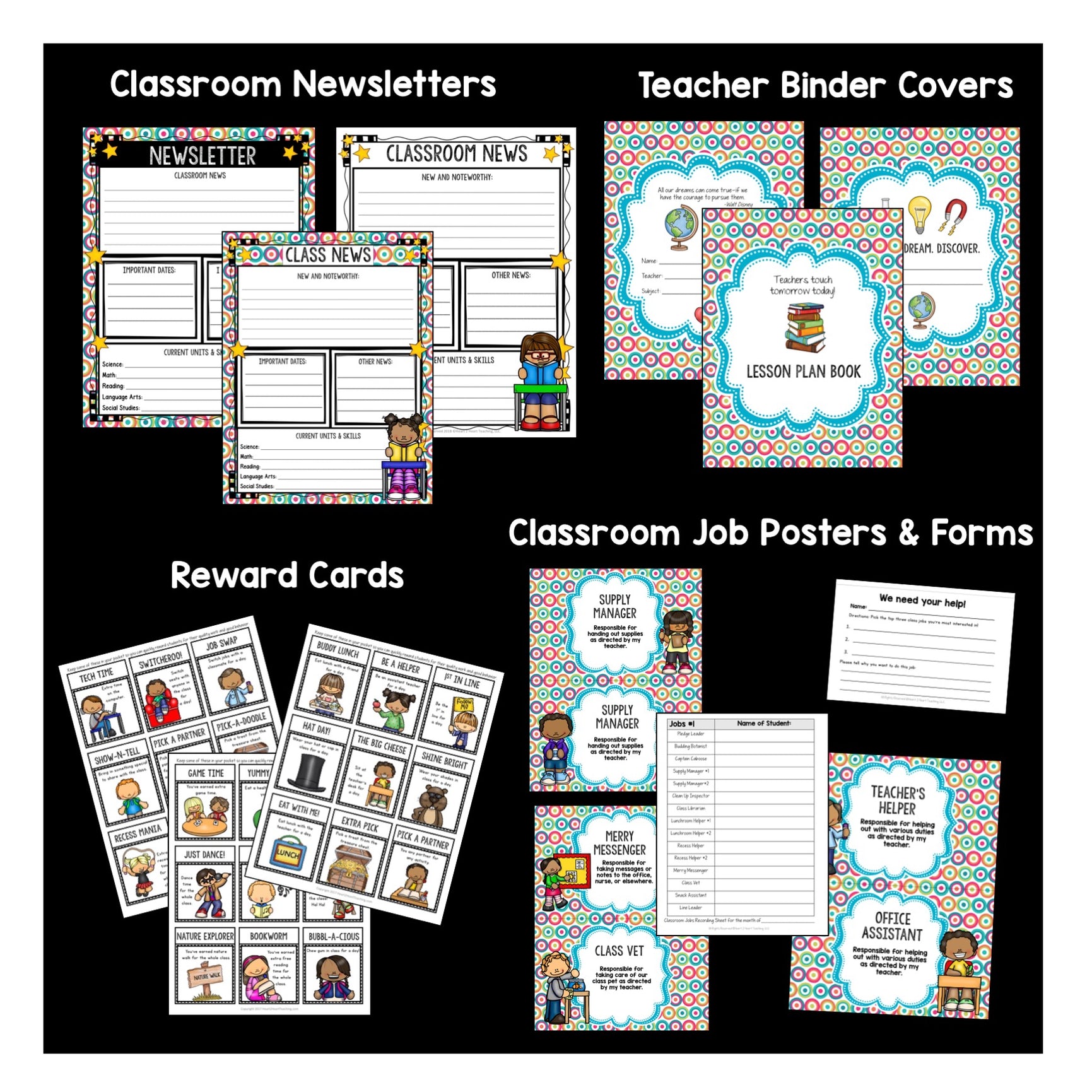 Turquoise, Purple, and Pink Dots Classroom Decor Pack #16: Everything ...